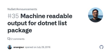 Machine Readable Output For Dotnet List Package · Issue 35 · Nuget