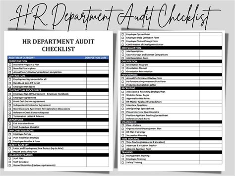 The H And R Departments Adult Checklist Is Shown In Black And White