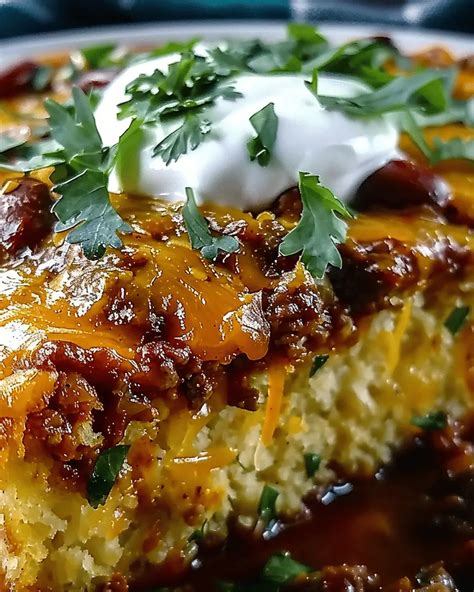Loaded Chili Cheese Cornbread Bake