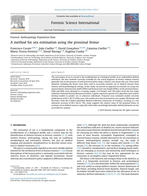 Curate Et Al 2016 A Method For Sex Estimation Femur Pdf Receiver