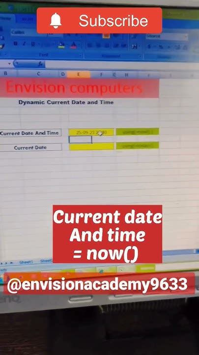 dynamic date time in excel excel hacks shorts trendingshorts youtube