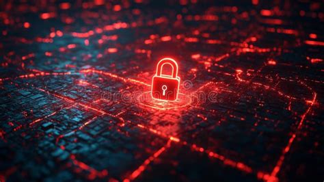 Lock Symbol Over A Digital Map Representing Cybersecurity And Data Protection Stock Illustration