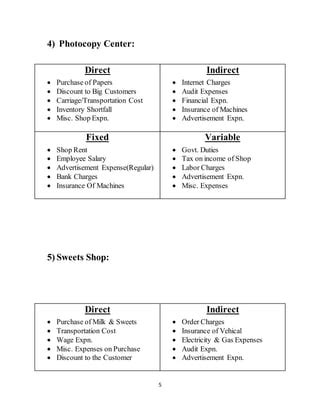 Distribution Of Direct Indirect Fixed And Variable PDF