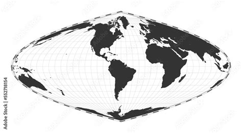 Vector World Map Craster Parabolic Projection Plan World Geographical Map With Latitude