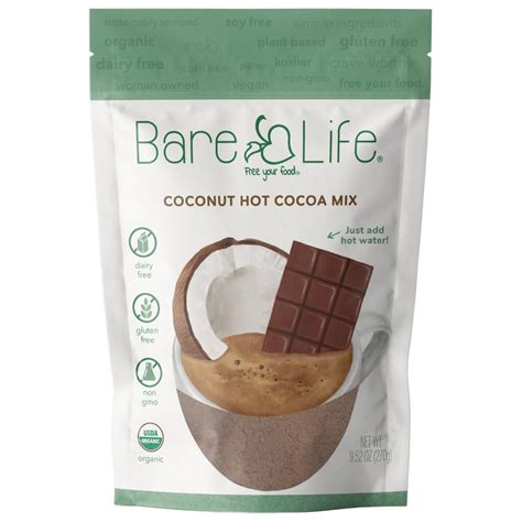 Bare Life Organic Coconut Hot Cocoa Mix Dairy Free Hot