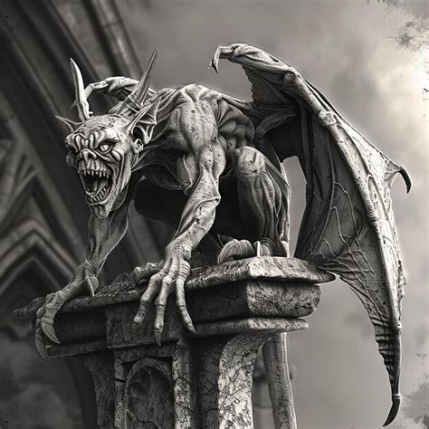 Premium Photo A Gargoyle With A Dragon Head On Top Of It