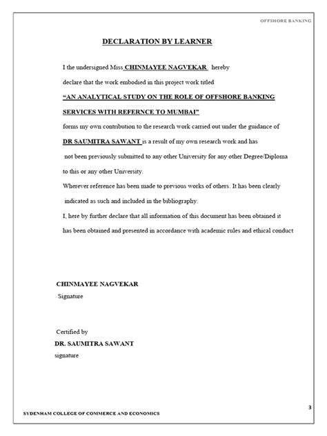 Declaration By Learner Offshore Banking Pdf Banks Money