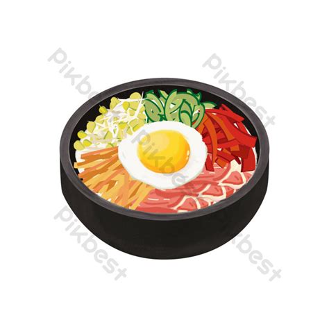 미식가 식사 음식 한국 음식 한국 비빔밥 오믈렛 손으로 그린 그림 Psd 일러스트 Png Psd 무료 다운로드 Pikbest