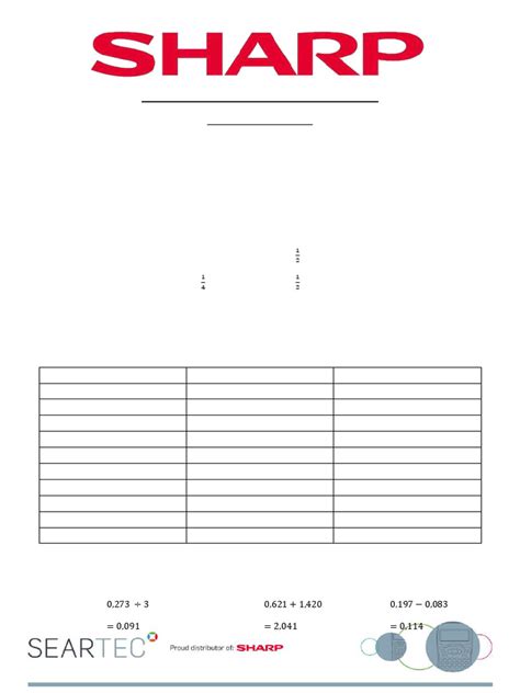 Worksheet14memorandumdecimalfractions Pdf Division Mathematics
