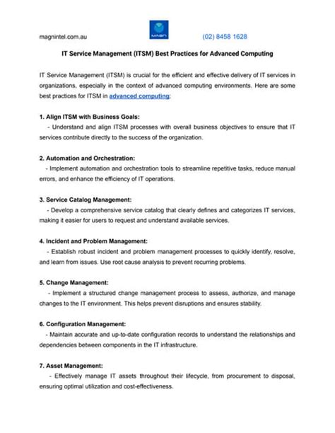 It Service Management Itsm Best Practices For Advanced Computing Pdf