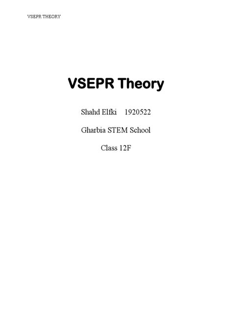 Vsepr Model Pdf Chemical Bond Molecules