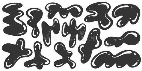 Abstract Blob Shapes Organic Liquid Random Wavy Forms Irregular Fluid Black Spots And Bubbles