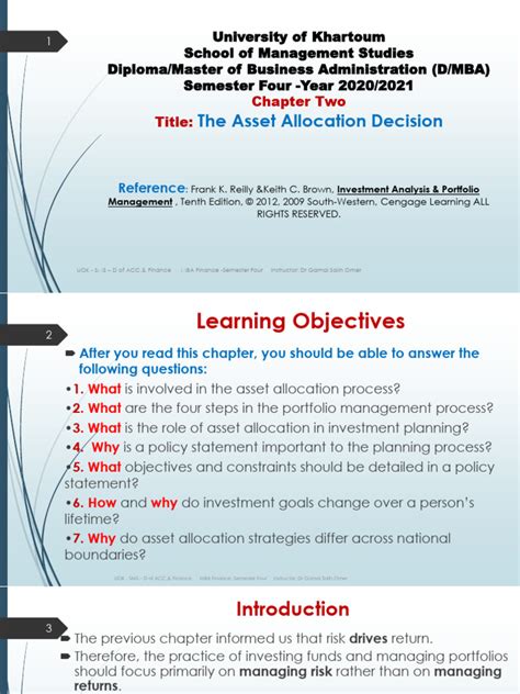 Chapter 2 Lecture 3 Asset Allocation Decision Pdf