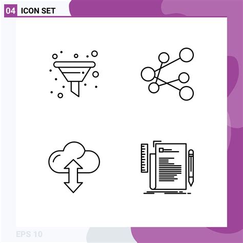 4 Universal Line Signs Symbols Of Filter Up Seo Share Code Editable Vector Design Elements