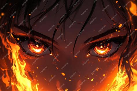 Anime Cartoon Character With Blazing Eyes Premium Ai Generated Image
