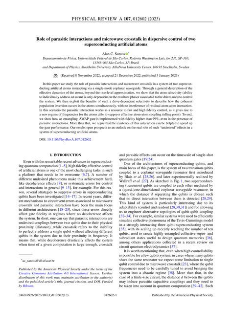 Pdf Role Of Parasitic Interactions And Microwave Crosstalk In