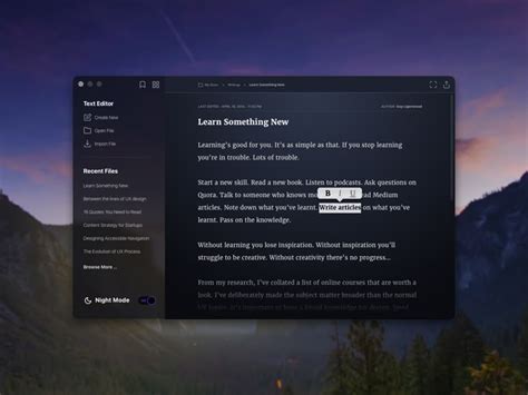 App Interface Design Text Editor Word App