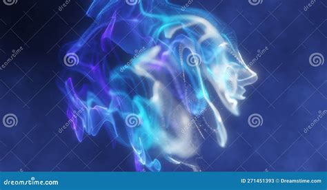 Abstract Blue Glowing Fluid Of Particles And Waves Abstract Liquid Stock Illustration