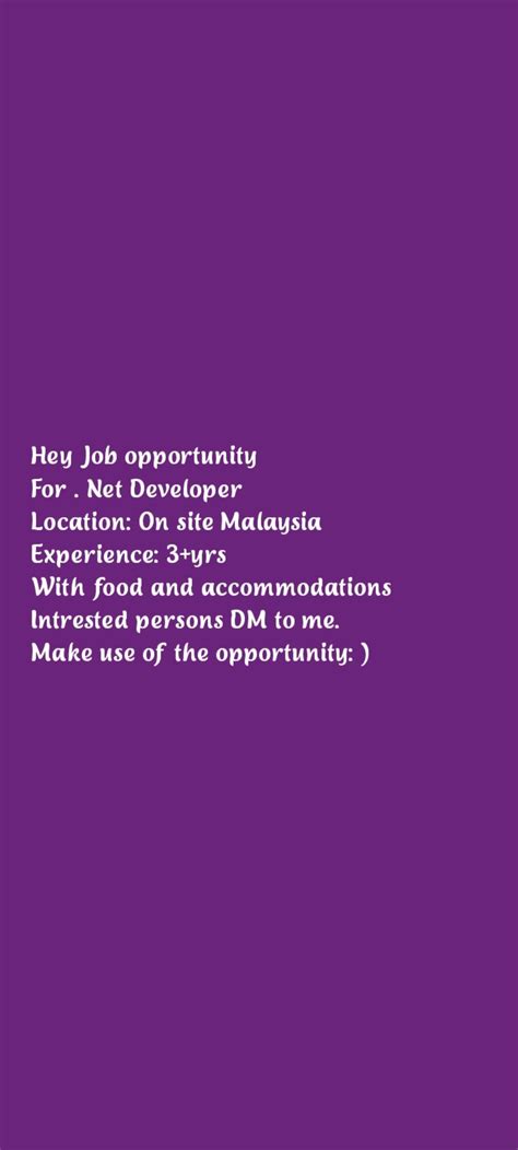 Priya Dharshini On Linkedin Dotnet Malaysia Jobopening Developer