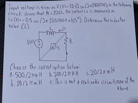 solved input vol tage is given as v t 102sin 2π100000t in