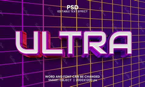 Ultra Purple Synthwave 3d Text Effect Photoshop Premium Psd File