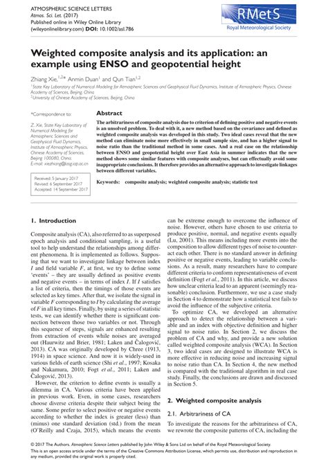 PDF Weighted Composite Analysis And Its Application An Example Using ENSO And Geopotential