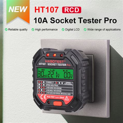 Ht107 Outlet Tester Electrical Receptacle Detector With Lcd Digital Display Socket Tester