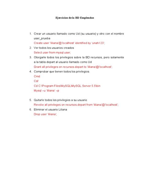 Ejercicios De Sql 6 Usuarios Pdf