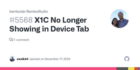 X1c No Longer Showing In Device Tab · Issue 5568 · Bambulab