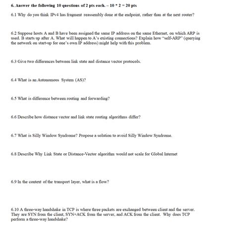 solved 6 answer the following 10 questions of 2 pts each