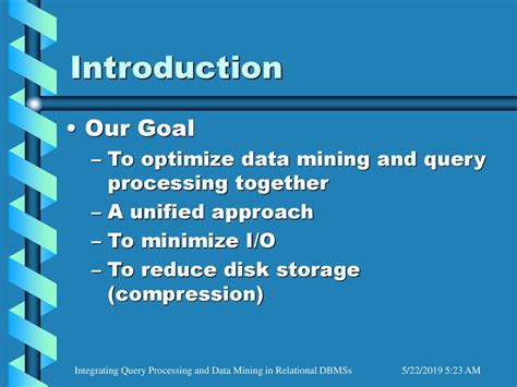 Integrating Query Processing And Data Mining In Relational Dbmss Ppt