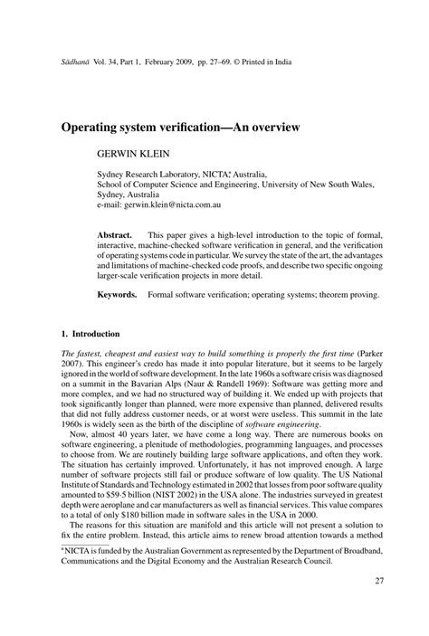 pdf operating system verification—an overview