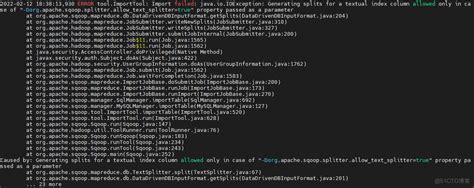 generating splits for a textual index column allowed only in case of