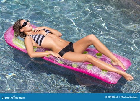 Dog On Pool Float Stock Image 69163129