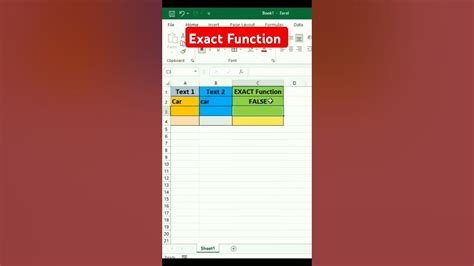 Exact Function Excel Excelshortcuts Newexcel Ytshorts Trending