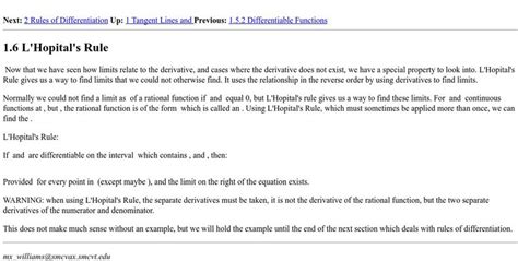 Npac Reu Program Lhopitals Rule Handout For 9th 10th Grade Lesson Planet