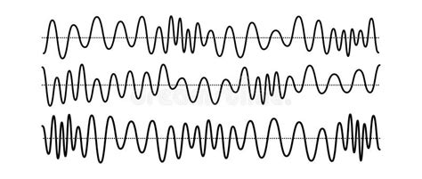 Sinusoid Signals Set Black Curve Sound Waves With Different Amplitude