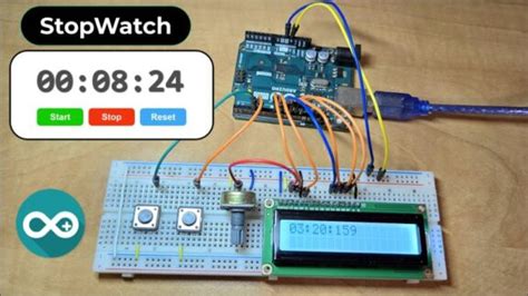 Stopwatch Using Arduino LCD Start Stop Reset Button