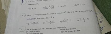 Two Vectors Are Equal Only If They Have Equal Component In Filo