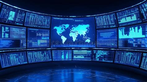 Global Network Monitoring Data Center Security Cybersecurity It System Server Room T Stock