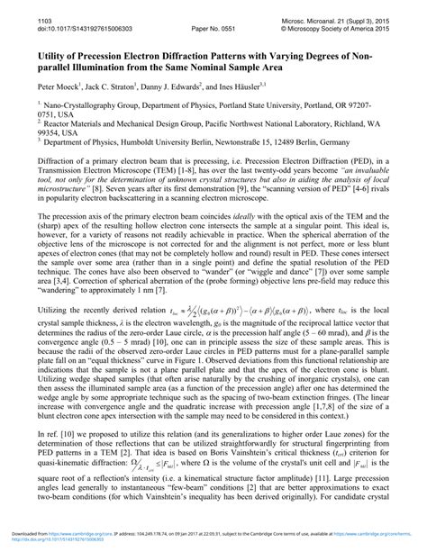 Pdf Utility Of Precession Electron Diffraction Patterns With Varying