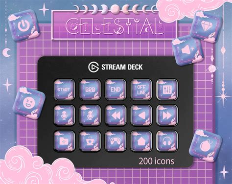 Stream Deck Icons Set Screensavers 200 Celestial Icon Pack For Elgato Streamdeck Pink Moon