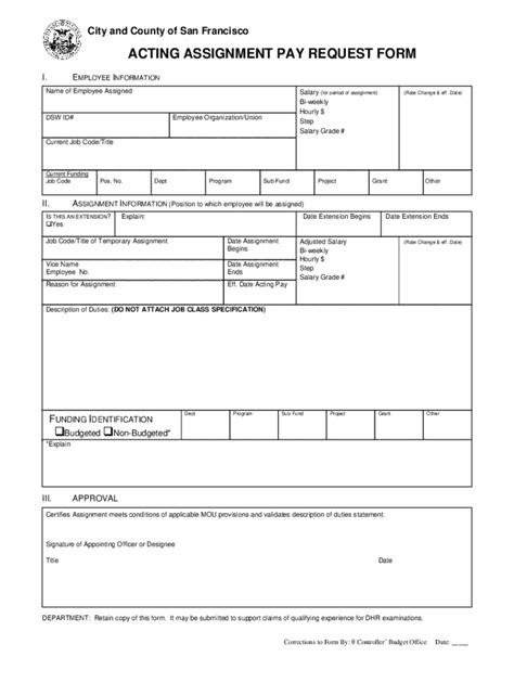 Fillable Online Acting Assignment Pay Request Form Fax Email Print Pdffiller