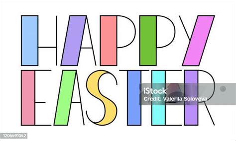 단어 행복 부활절 색상 벡터 그림입니다 다른 색상의 기하학적 문자입니다 부활절 장식의 디자인 요소 흰색 배경에 격리 격언에 대한 스톡 벡터 아트 및 기타 이미지 Istock