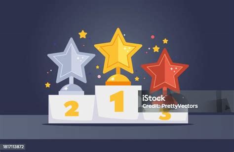 우승자 연단 상 트로피 금 은 청동 컵 개념 벡터 평면 그래픽 디자인 일러스트 1에 대한 스톡 벡터 아트 및 기타 이미지 1 1위 2 위 상 종류 Istock