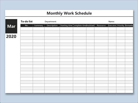 Blank Schedule Template Printable Prntbl Concejomunicipaldechinu Gov Co