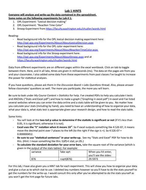 Lab 1 Analysis Hints Lab 1 Hints Everyone Will Analyze And Write Up
