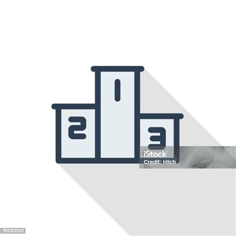 빈 수 상자 연단 첫째 둘째 제 3 장소 시상식 얇은 라인 플랫 컬러 아이콘 선형 벡터 기호입니다 화려한 긴 그림자 디자인입니다