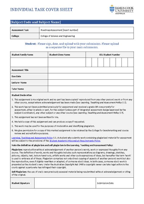 individual task cover sheet 1 individual task cover sheet [subject