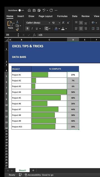 Excel Tips And Tricks Adding Databars To Your Tables Shorts Excel